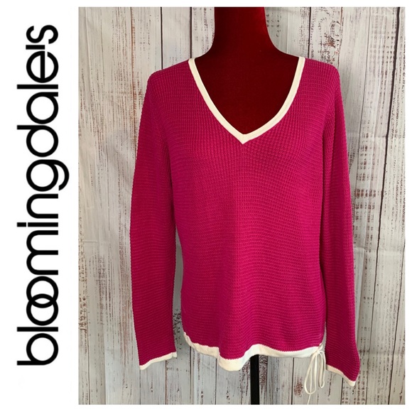 Bloomingdale's | Sweaters | Vintage Silkcotton Raspberry Pink Waffle ...